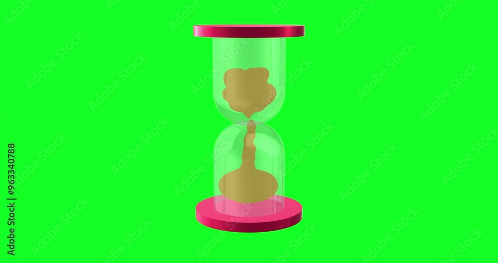 3d render hourglass with liquid animation on green screen,3d hourglass ...