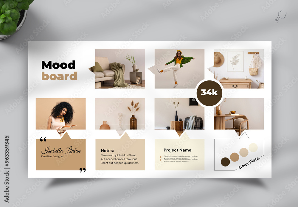 Simple Moodboard Layout With Dark & Light Accents Stock Template ...