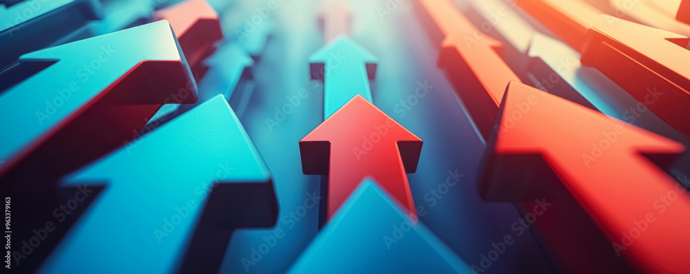 creating a concept of growth, progress and upward mobility. Dynamic red ...