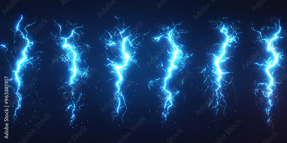 Animated frames of lightning strike, electric strike, magic electric ...