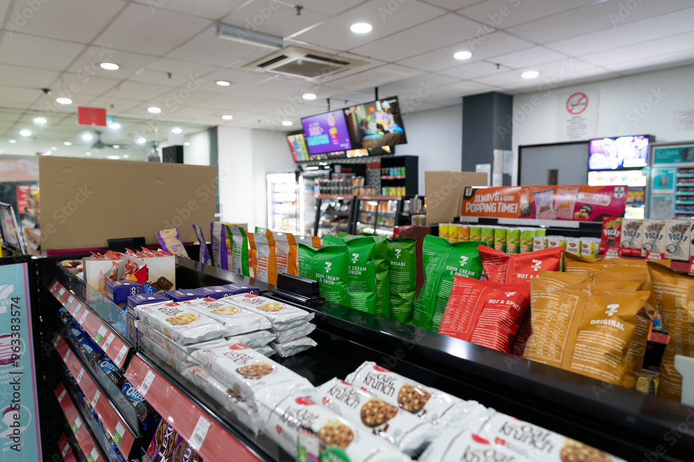 KUALA LUMPUR, MALAYSIA - NOVEMBER 08, 2023: interior shot of 7-Eleven ...