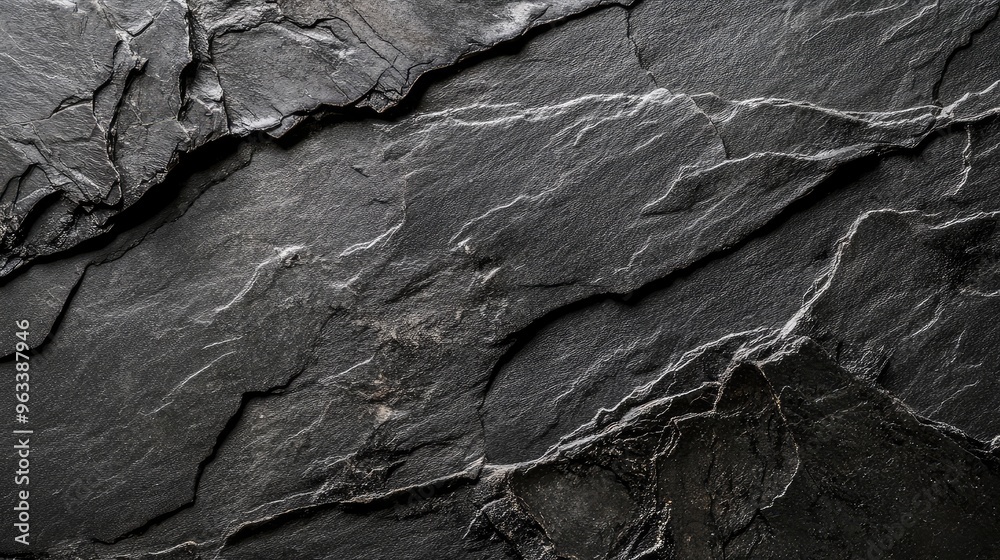 Textured black stone surface with a combination of rough and smooth ...