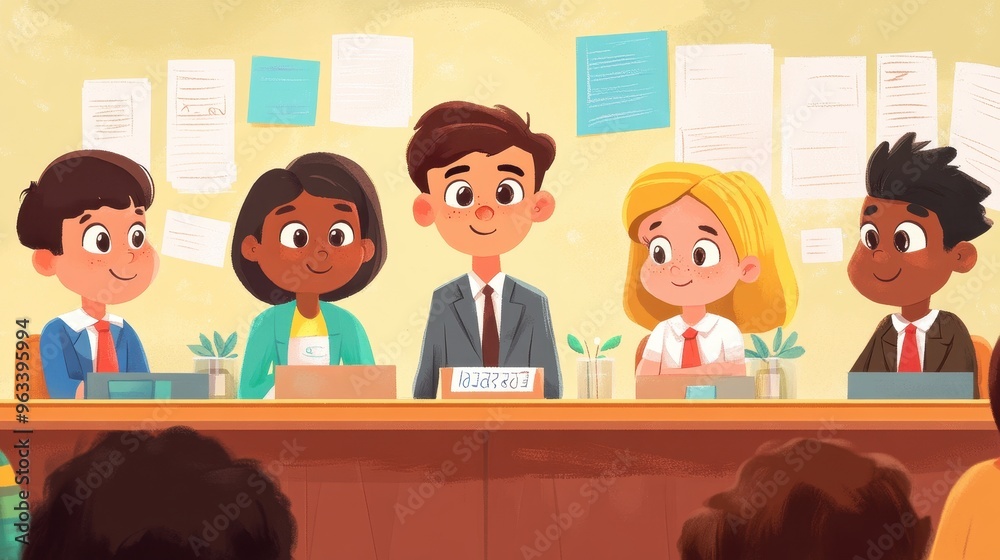 Engaging Spelling Bee Competition in a School Setting - Playful Cartoon ...