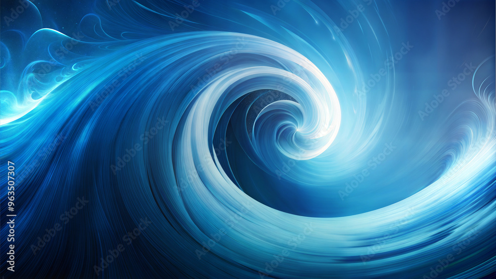 Abstract Swirl of Ocean Waves in Shades of Blue, Fading into Light ...