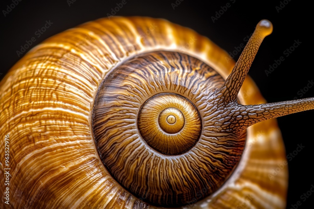 Macro photo of a snailâ€™s shell, spiraled and detailed capturing the ...
