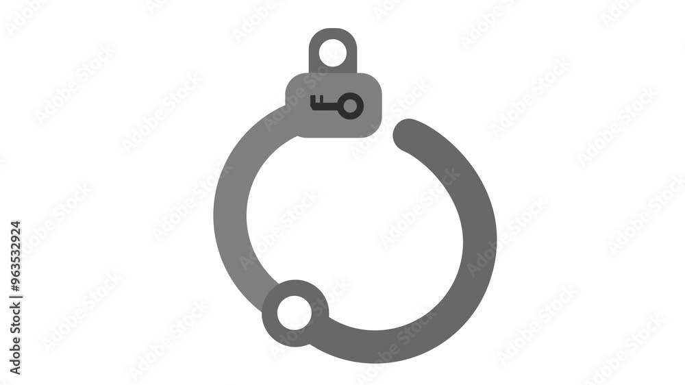 Handcuffs cartoon animation in transparent background. Alpha channel ...