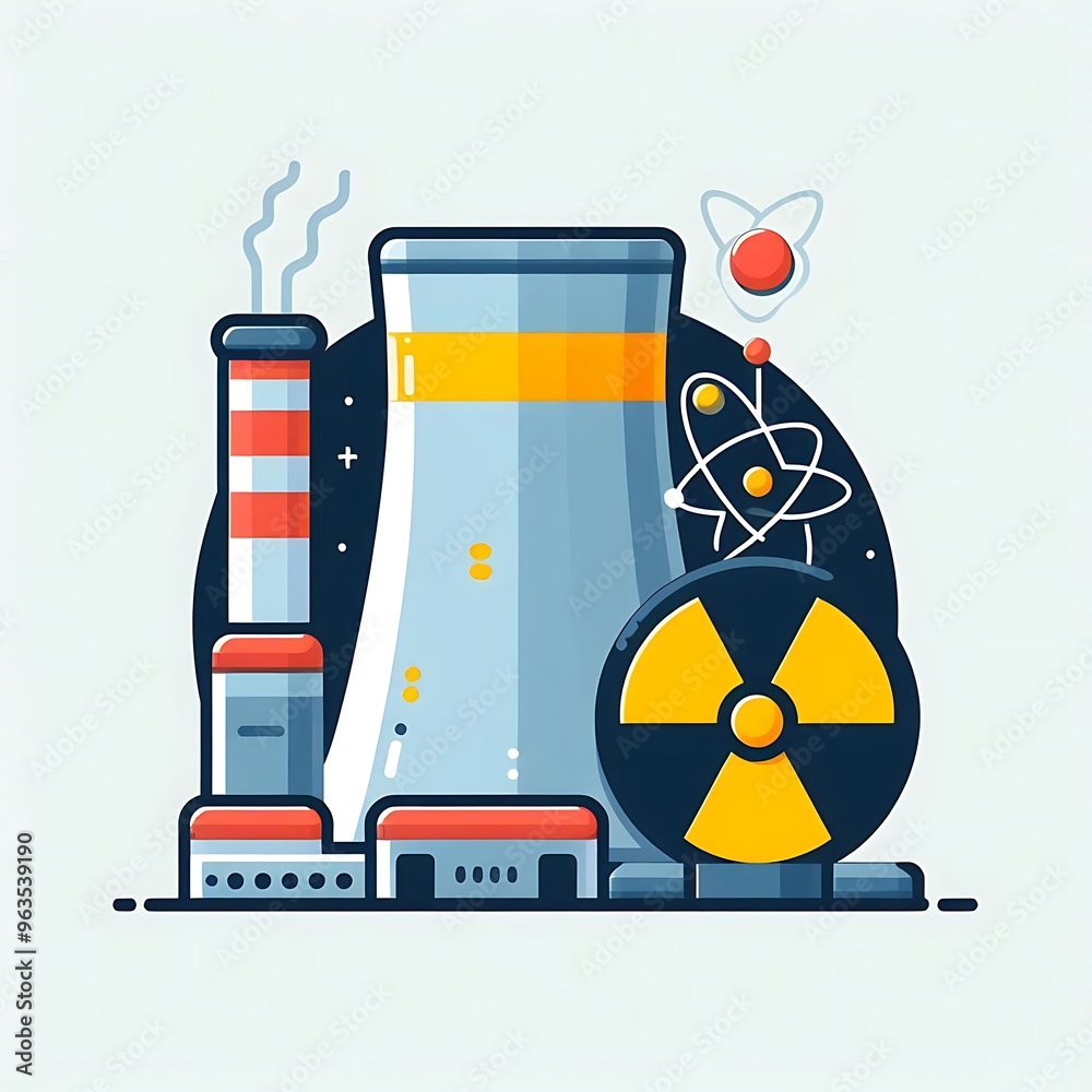 Nuclear Engineering, a flat illustration vector image of a nuclear ...