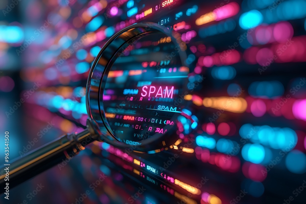 Visualize a close-up of a digital magnifying glass highlighting the ...