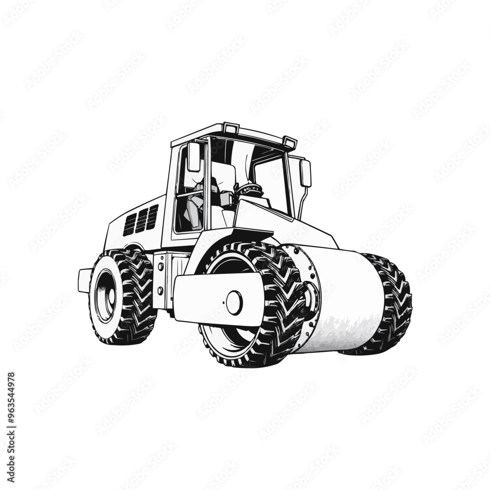 Road Roller vector artwork. Steamroller black and white clip art ...