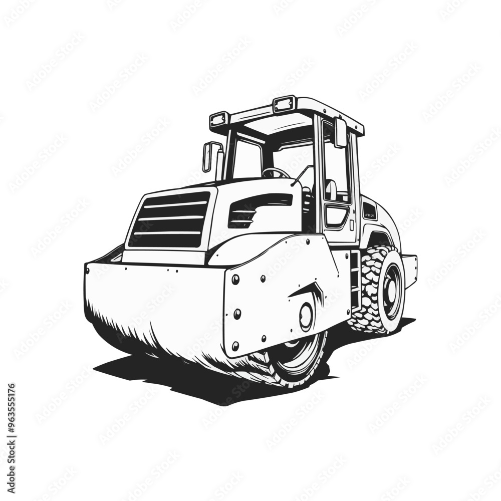 Road Roller vector artwork. Steamroller black and white clip art ...