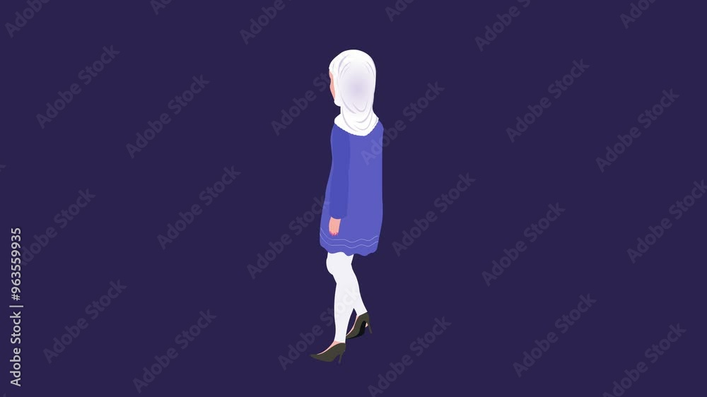 Girl character turnaround with walk cycle and talking animation Stock ...