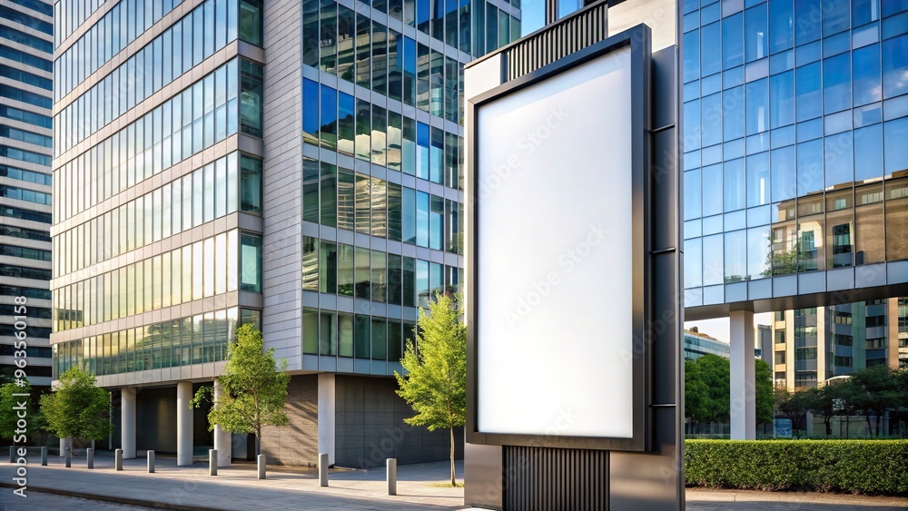 A detailed description of the stock photo A blank vertical billboard ...