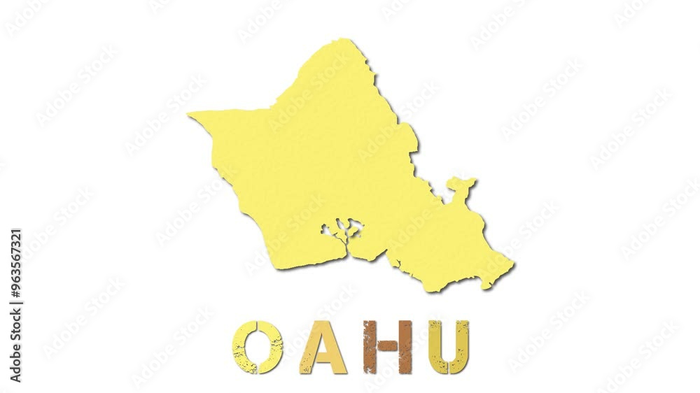 Oahu map with paper regions. Animated island map growing from regions ...