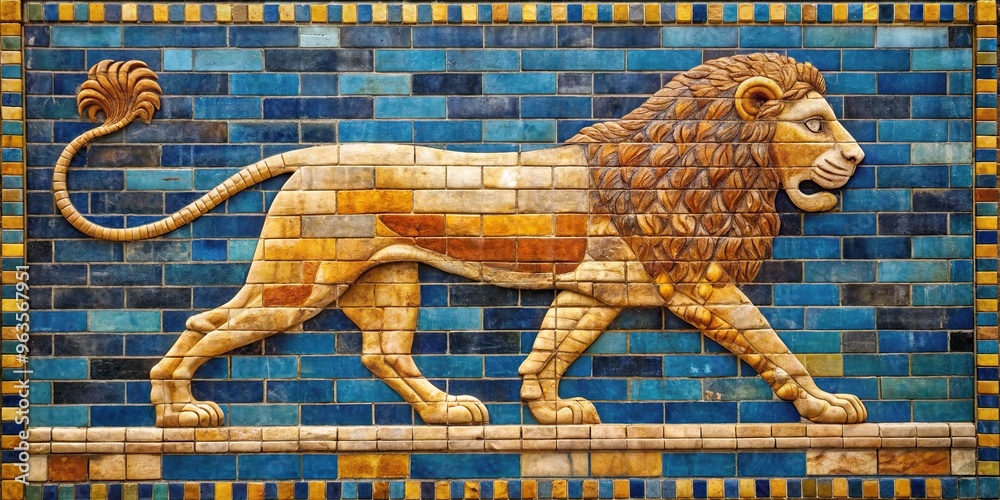Lion mosaic from Ishtar Gate Ancient Babylon in the Pergamon Museum ...