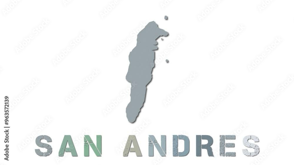 Animated San Andres map with paper regions. Animated island map growing ...