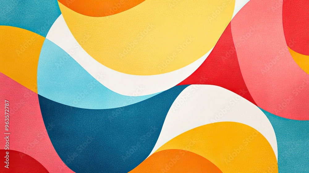 Vibrant abstract shapes in a harmonious color palette, creating a ...