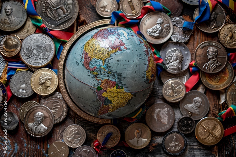 International Recognition Awards Concept Featuring Globe Surrounded by ...