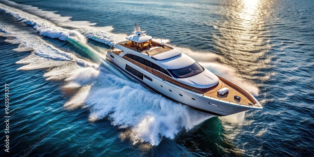 Bird's Eye View,bow, under way, luxury, private motor yacht, Bow of ...