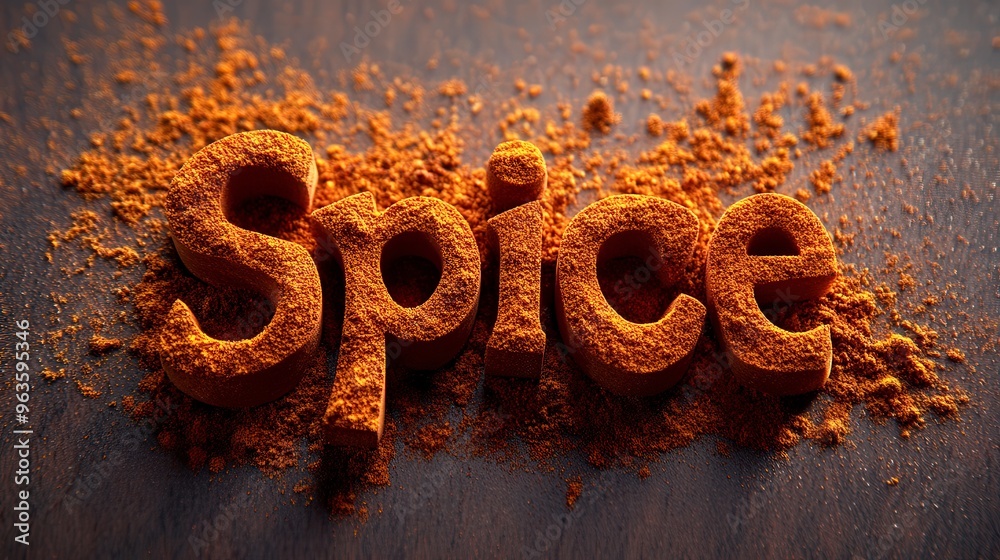 Design the word "Spice" using various ground spices like paprika ...