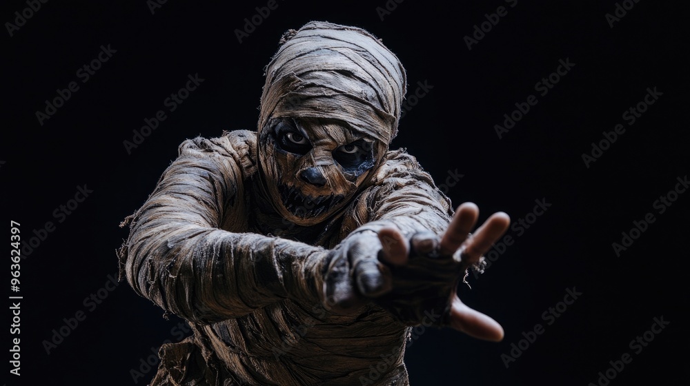 Studio shot portrait of young man in costume dressed as a halloween ...