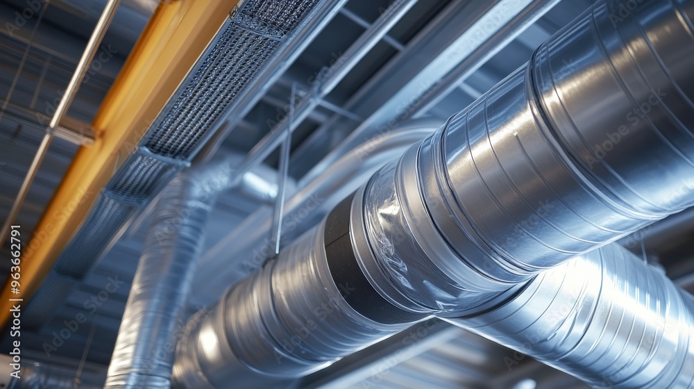 This image showcases an advanced HVAC system that features metallic ...