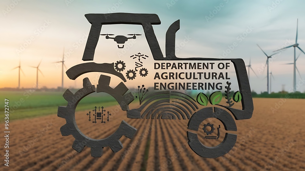 Department of Agricultural Engineering. a tractor, drone, gears ...