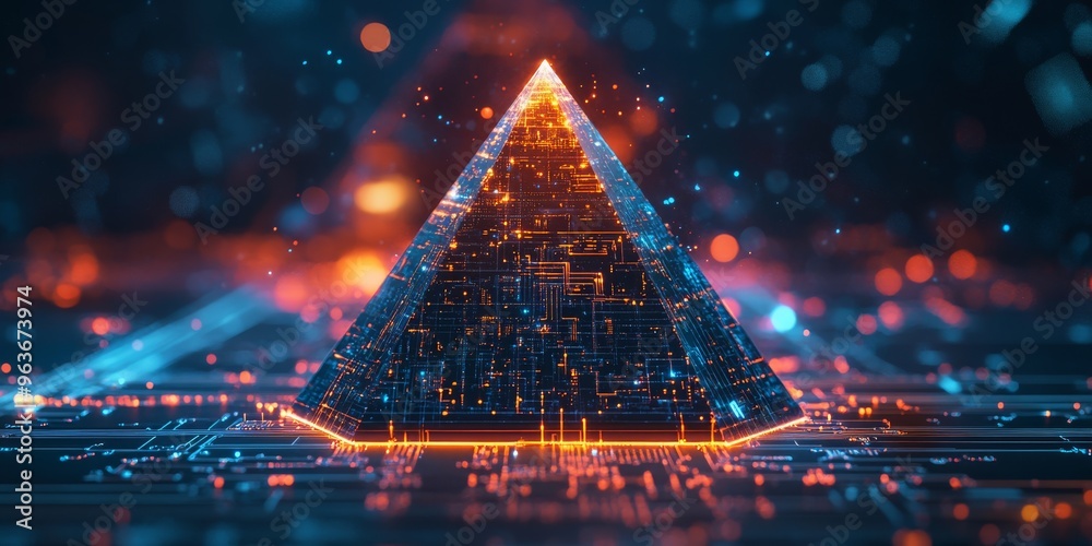 Experience a stunning 3D pyramid visualization with dynamic lighting ...