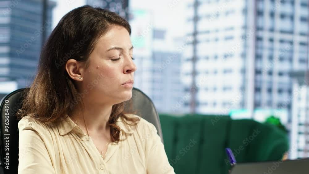 Female CEO thinking about new ways to develop her enterprise in a ...