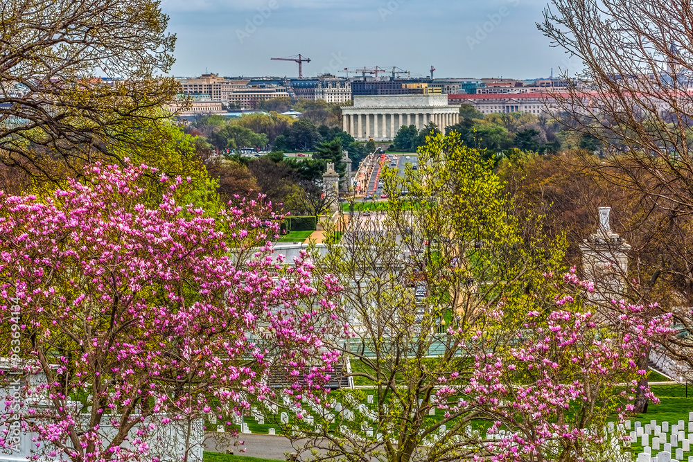 Lincoln Memorial Bridge View from Arlington National Cemetery ...