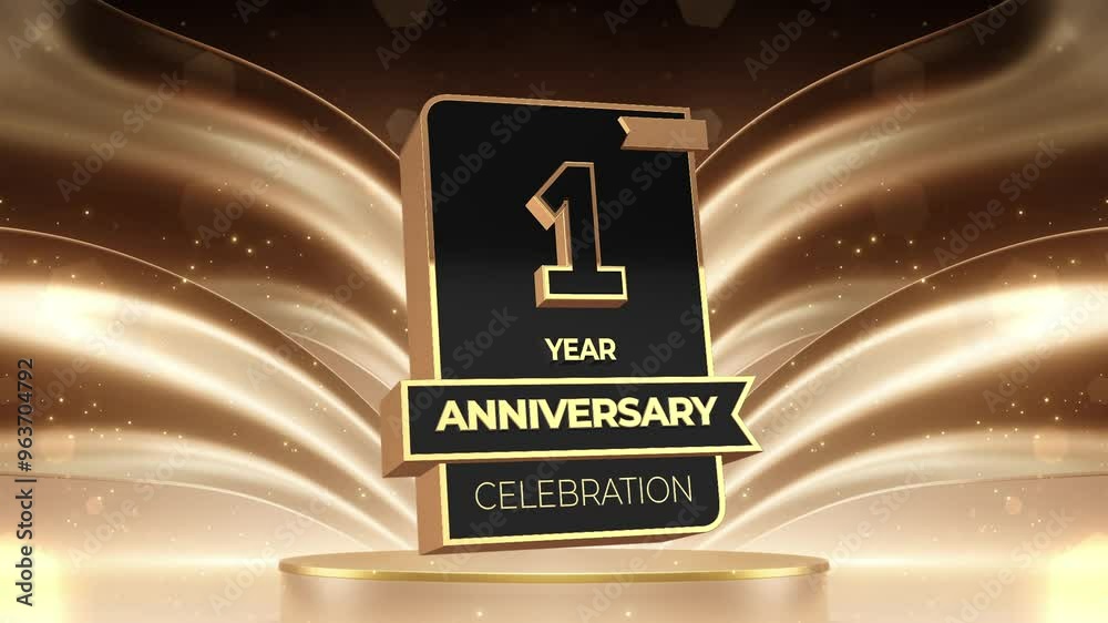 1 year, 1st anniversary loop, looped video, lower third, background ...