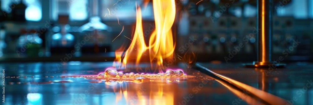 Flame test combustion in a laboratory setting featuring lithium ...