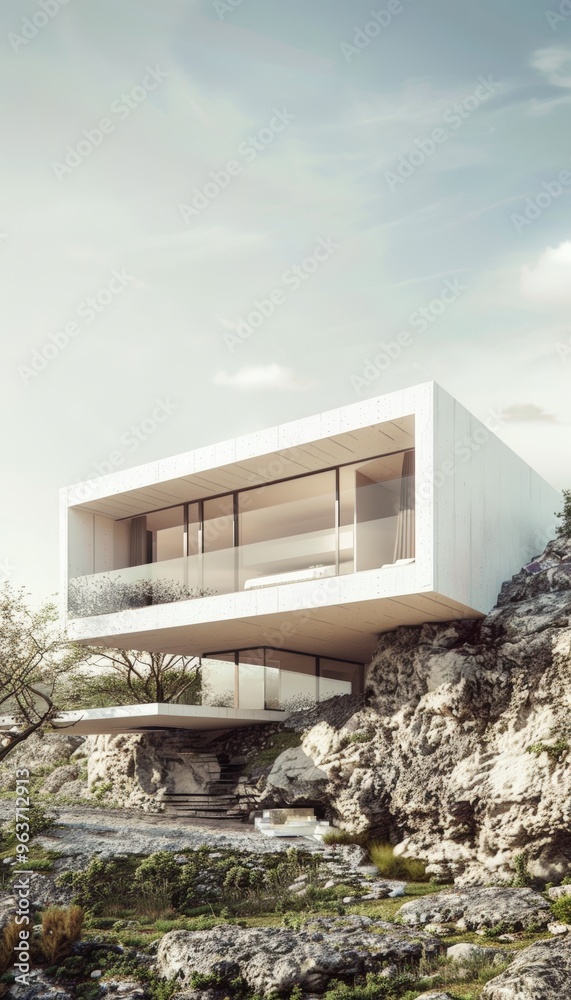 Minimalist Autonomous House with Cantilevered Design and Solar Panels ...