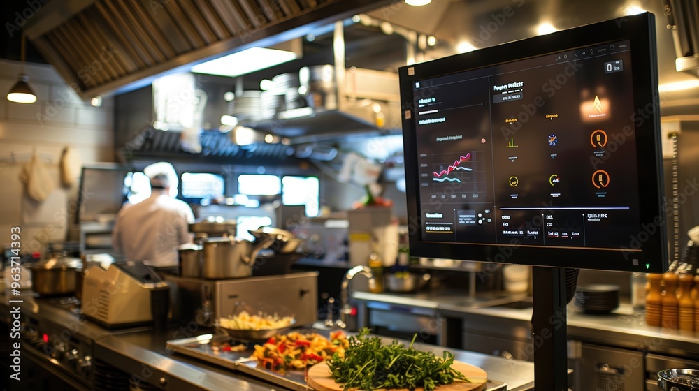 High-Tech Restaurant Kitchen Dashboard for Real-Time Energy Monitoring ...