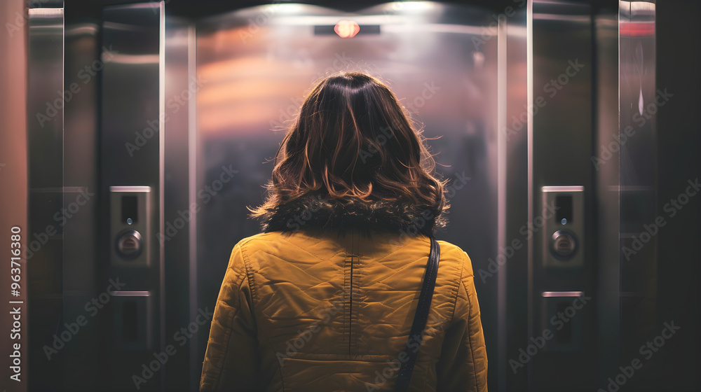 Claustrophobic person feeling panicked in a crowded elevator, desperate ...
