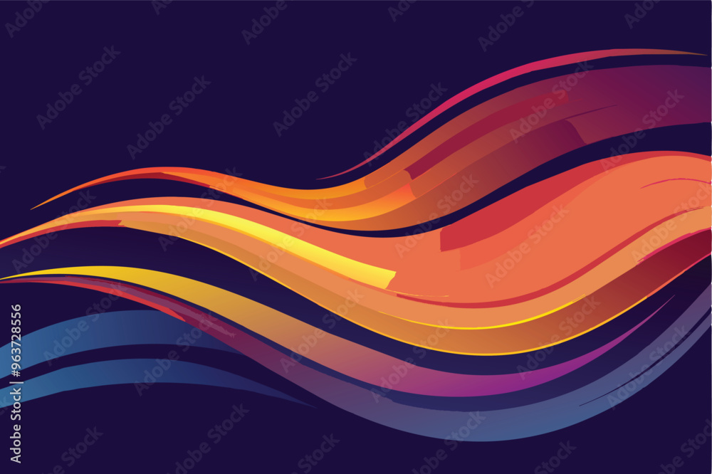 Abstract waves of color blend seamlessly on a dark background, creating ...