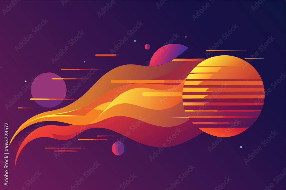 Abstract Waves Of Color Blend Seamlessly On A Dark Background Creating A Dynamic And Energetic