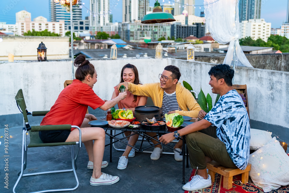 Group of Happy Asian people friendship enjoy and fun celebration ...