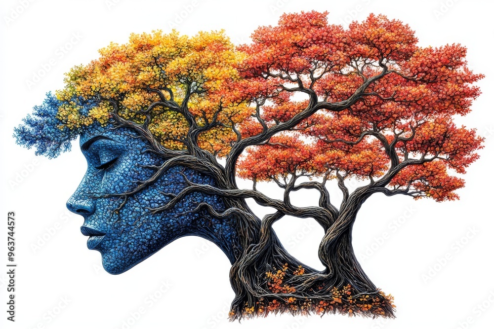 Prefrontal lobe Intellectual horsepower Tree growing from a woman’s ...