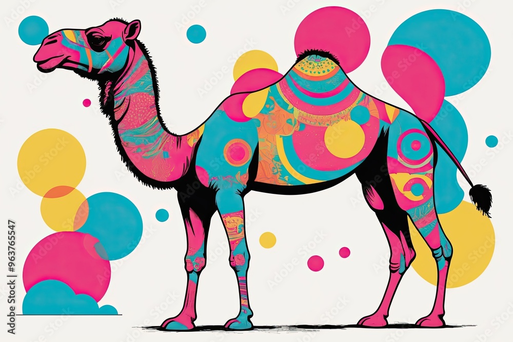 Pop Art Camel: A full-body Pop Art depiction of a camel Stock ...