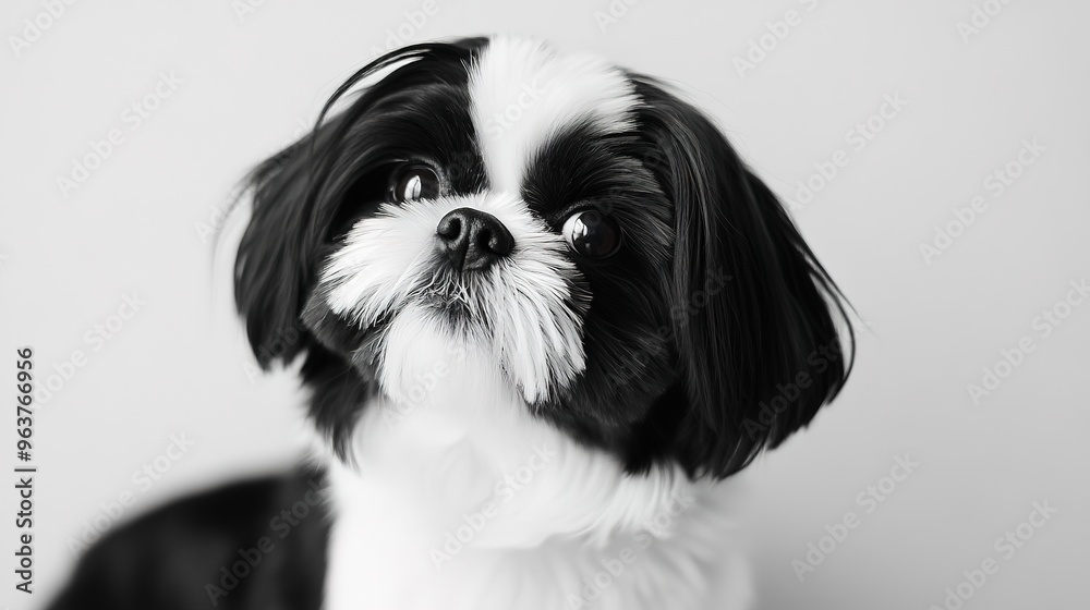 Black and White Shih Tzu: Detailed Illustration of a Shih Tzu Dog in ...
