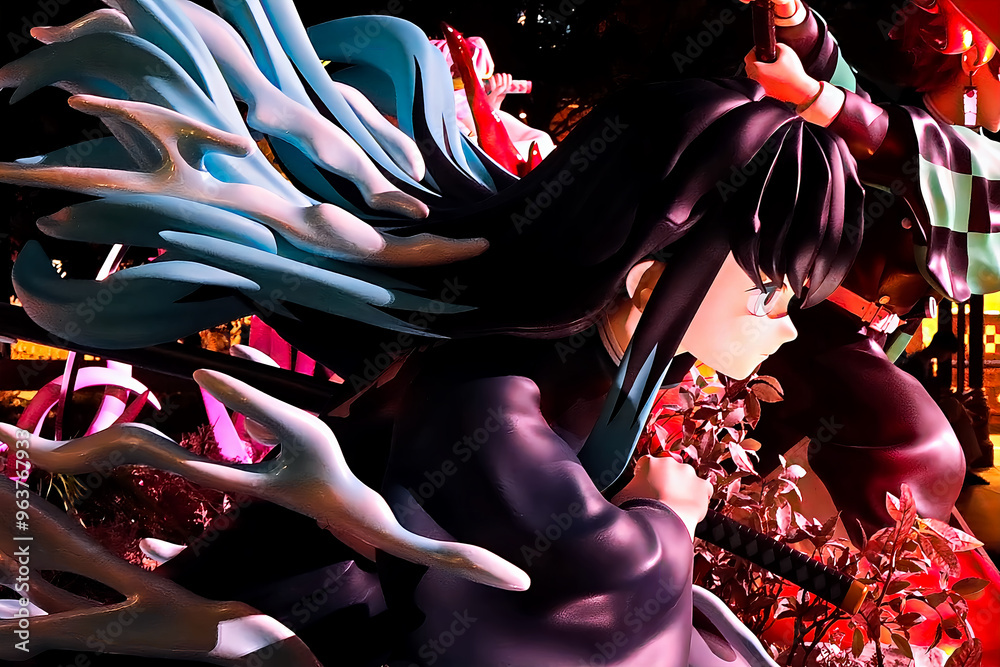 OSAKA,JAPAN - SEP 7,2024 : Photo of Muichiro Tokito statue : Demon ...