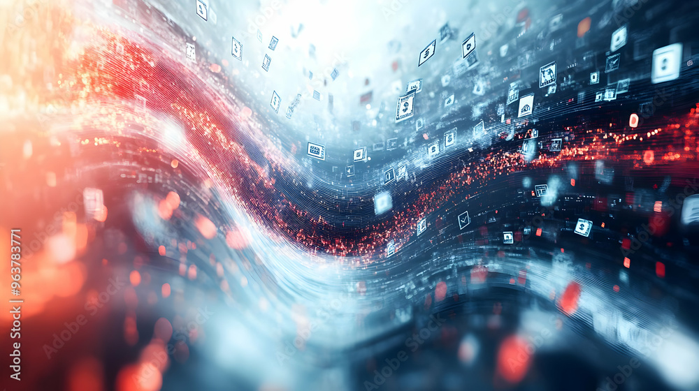 3D AI Data Stream and Money Symbols Frame Modern High-Tech Border ...