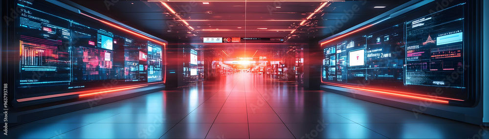 Futuristic AI Driven Retail Space Background: Glossy Design with ...