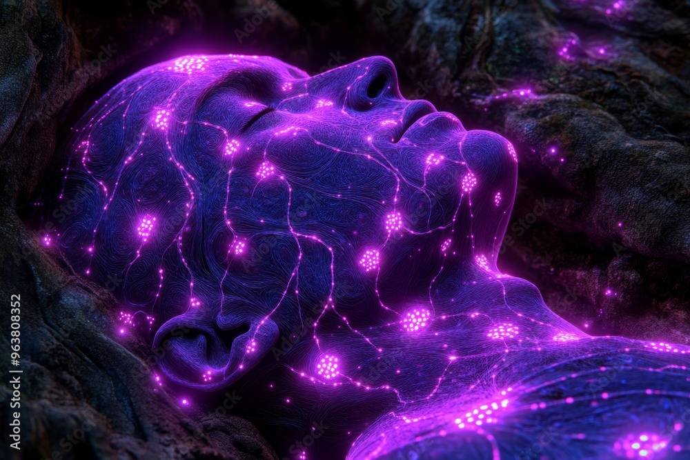 Neurodegeneration fMRI and prefrontal cortex illuminated human figure ...