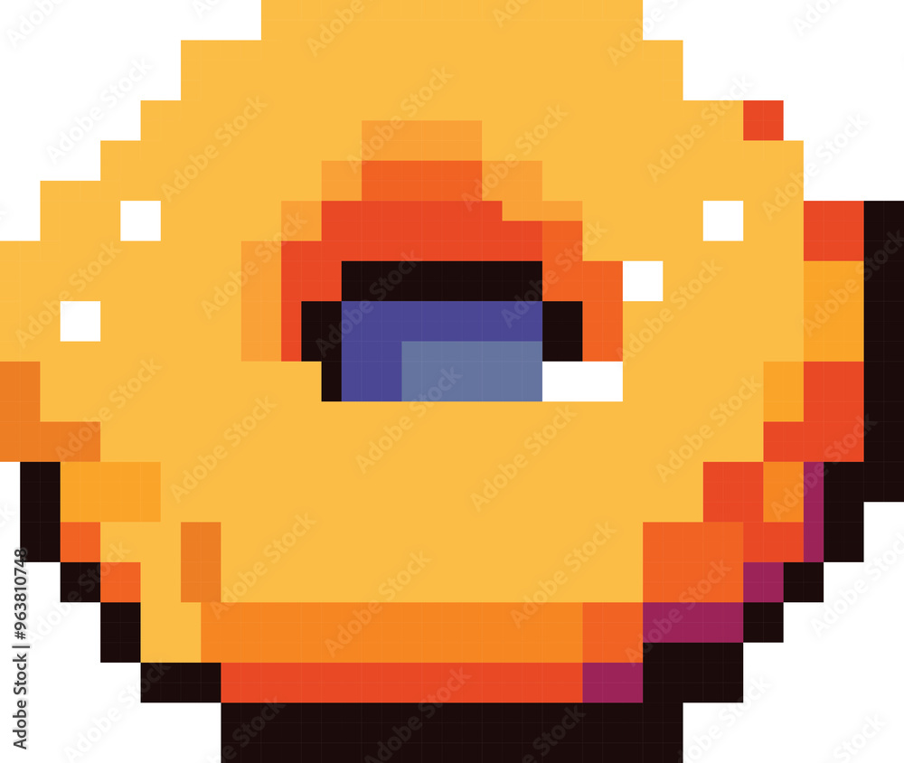 Pixel Perfect Pastry: A golden glazed donut rendered in nostalgic 8-bit ...
