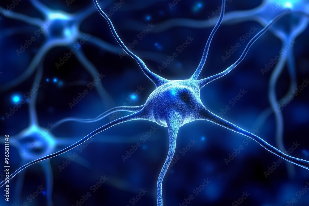 Synaptic vesicles neurogenesis and neurofeedback close up of a glowing ...