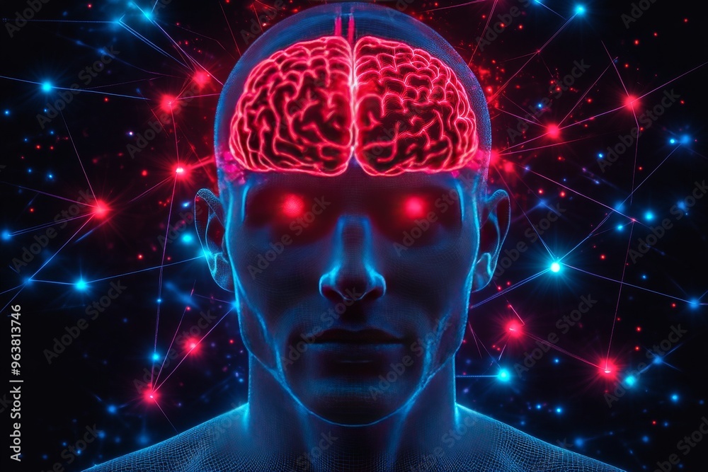 Electrophysiology Neural Transduction And Cortico Cortical Pathways Bright Red And Blue Glowing