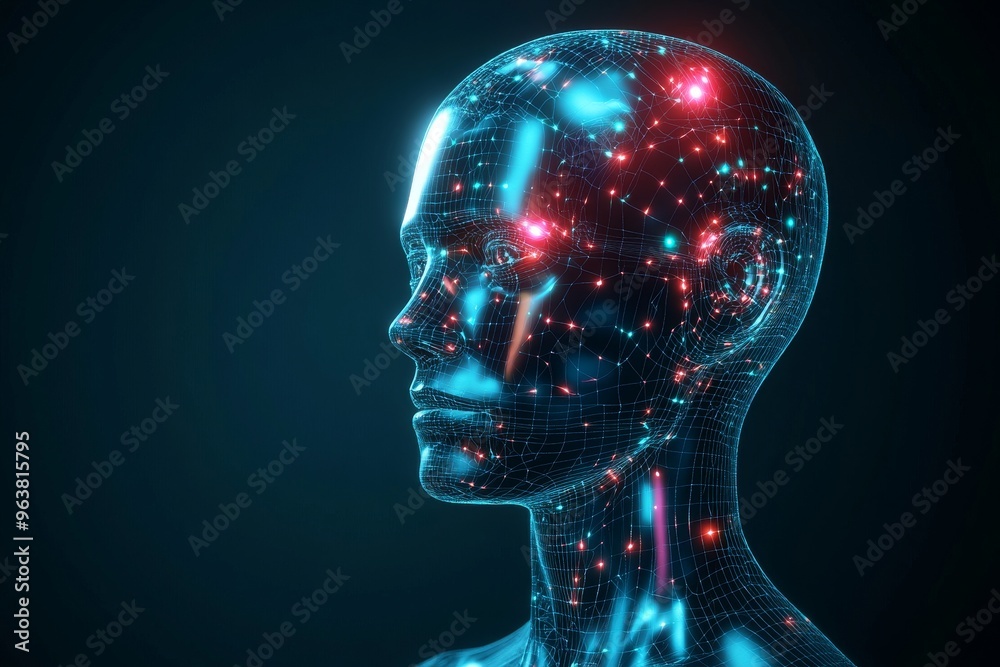 Neuroprosthetics neuromodulation and neural coding a human head silhouette with glowing neural ...