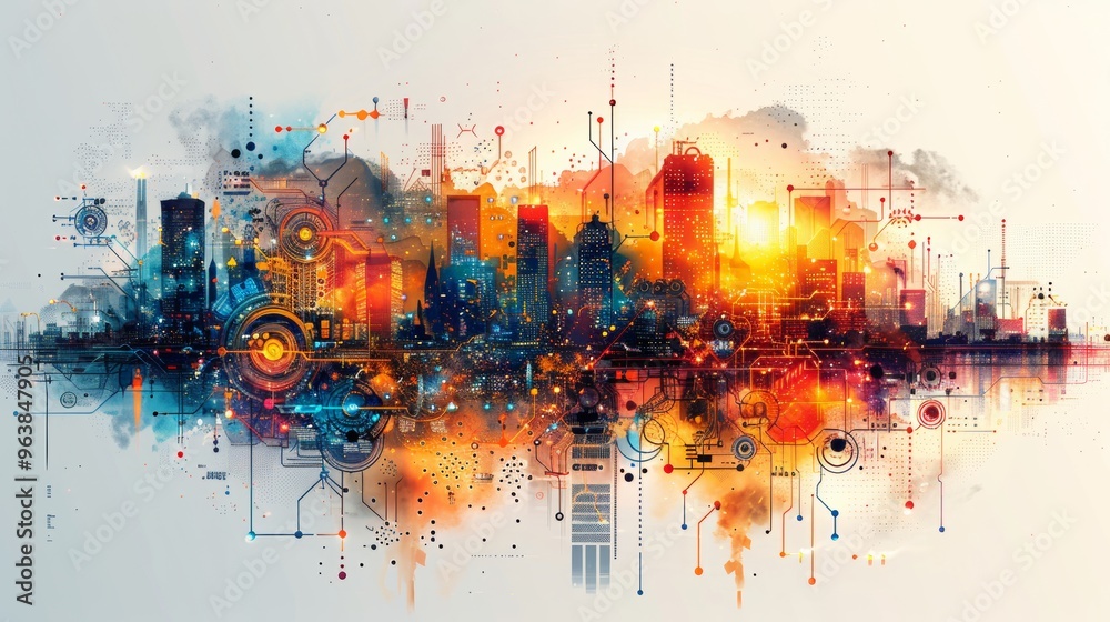 General purpose technology, as a 4 parts picture with 4 elements ...