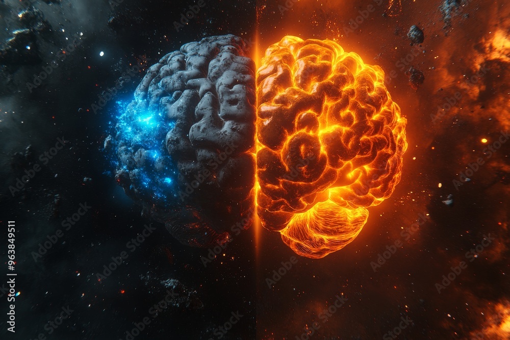 Corpus callosum visual cortex and optogenetics half brain glowing in ...